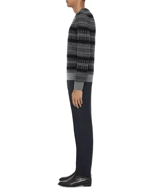 ALLSAINTS Ash V Neck Fair Isle Wool Sweater