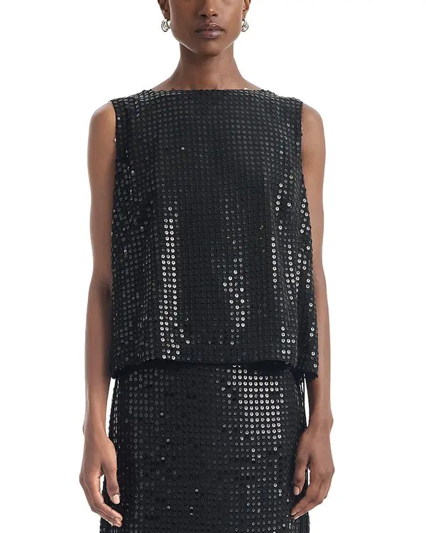 Altuzarra Siggi Sequined Boat Neck Top
