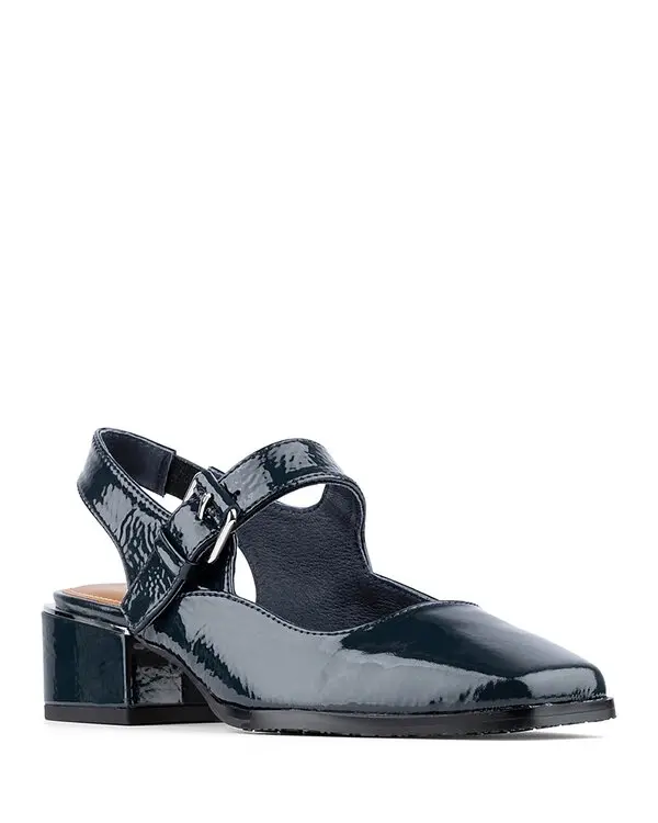 DONALD PLINER Audriana Patent Leather Slingback Mary Janes - Navy