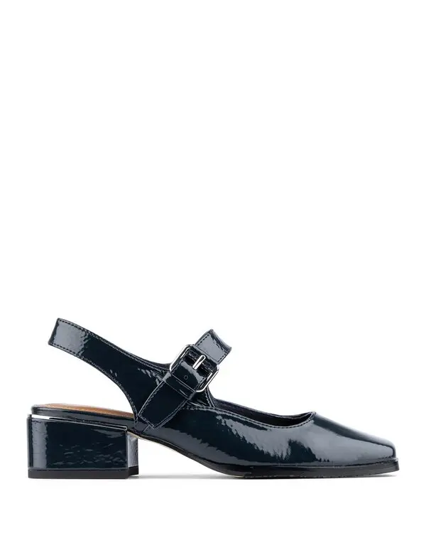 DONALD PLINER Audriana Patent Leather Slingback Mary Janes - Navy