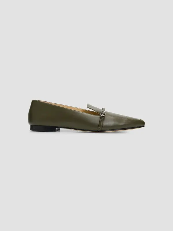 JIMMY CHOO Rhea Leather Loafers - Olive