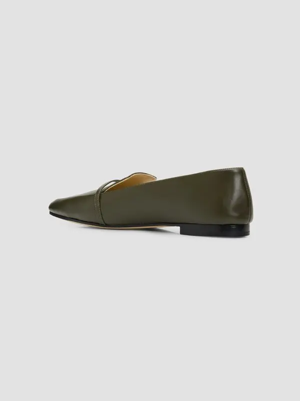 JIMMY CHOO Rhea Leather Loafers - Olive