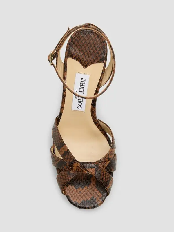 JIMMY CHOO Kove 120mm Python-embossed Leather Platform Sandals
