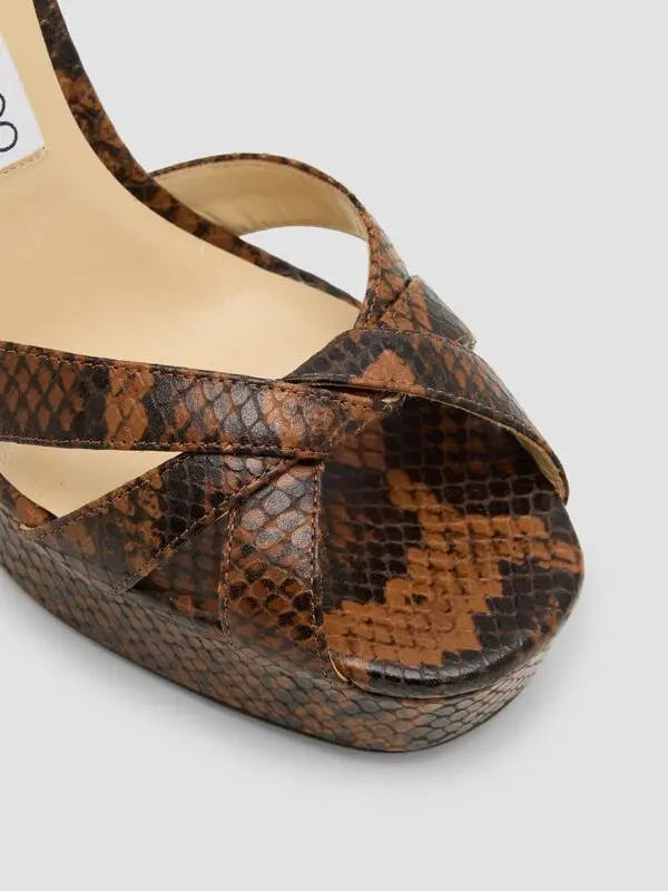 JIMMY CHOO Kove 120mm Python-embossed Leather Platform Sandals