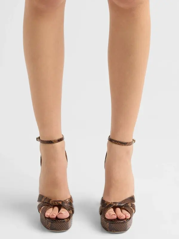 JIMMY CHOO Kove 120mm Python-embossed Leather Platform Sandals