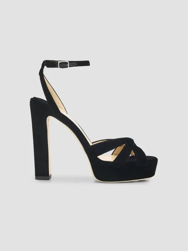 JIMMY CHOO Kove 120mm Velvet Platform Sandals - Black