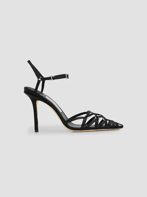 JIMMY CHOO Tiga 100mm Satin Ribbon Pumps - Black
