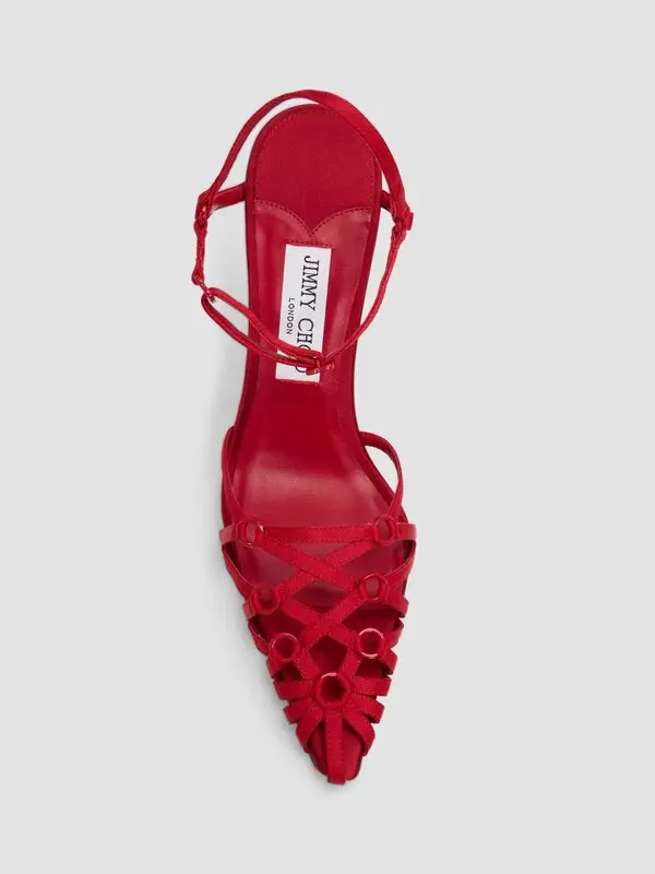 JIMMY CHOO Tiga 100mm Satin Ribbon Pumps - Ruby Red