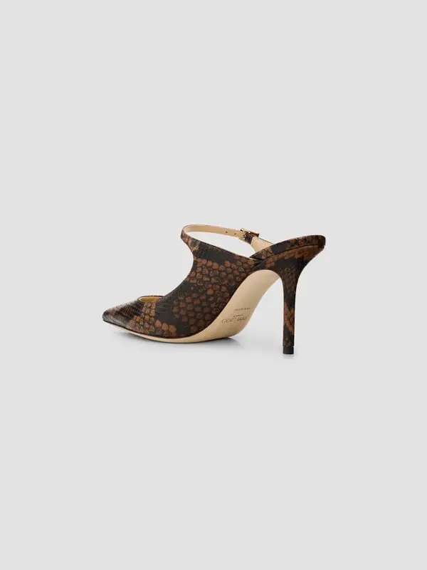 JIMMY CHOO Bing 85mm Python Embossed Leather Mules