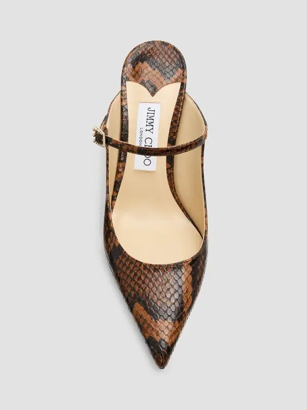 JIMMY CHOO Bing 85mm Python Embossed Leather Mules