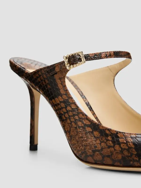 JIMMY CHOO Bing 85mm Python Embossed Leather Mules