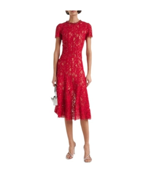 SELF-PORTRAIT Lace Sequined Midi Dress