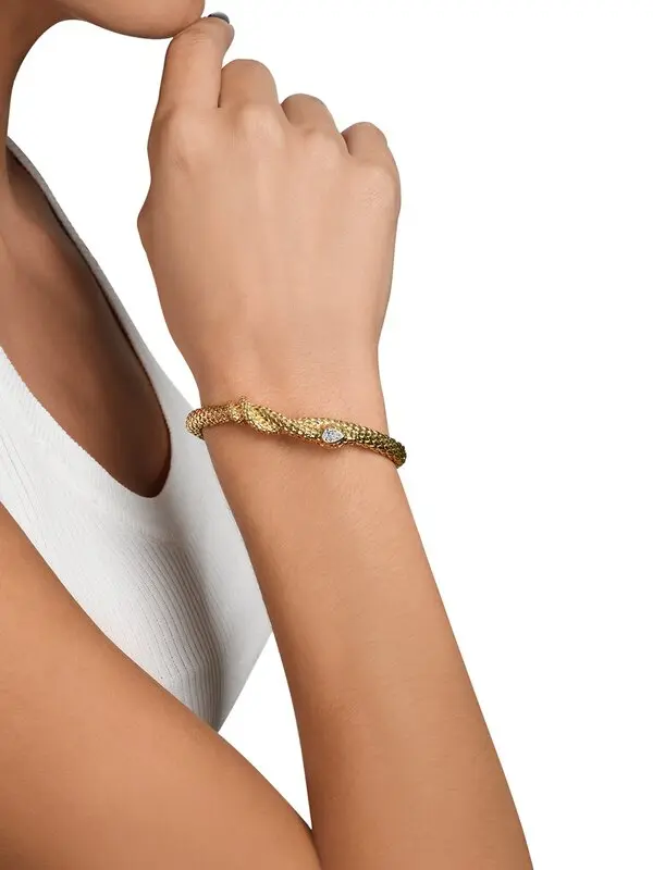 ANABEL ARAM Serpent 18k--plated & Cubic Zirconia Hinged Bangle