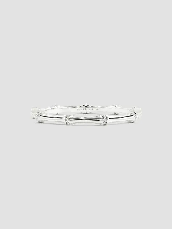 ANABEL ARAM Bamboo Sterling -plated & Cubic Zirconia Bangle