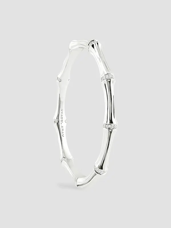 ANABEL ARAM Bamboo Sterling -plated & Cubic Zirconia Bangle