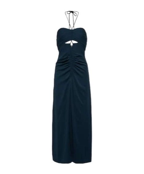 SELF-PORTRAIT Cutout Ruched Halterneck Maxi Dress - Black