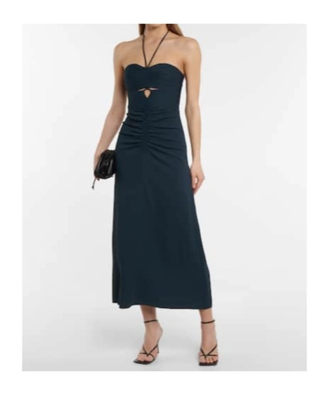 SELF-PORTRAIT Cutout Ruched Halterneck Maxi Dress