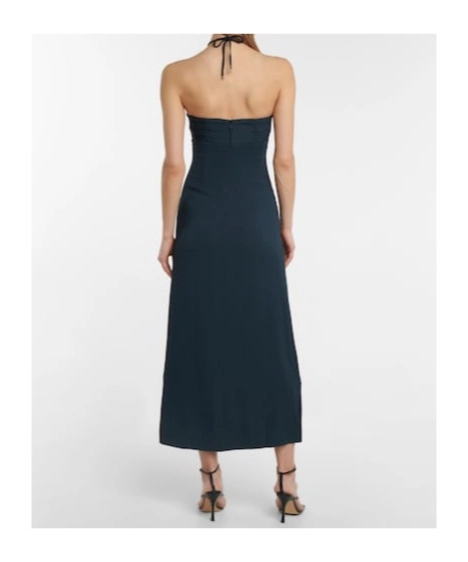 SELF-PORTRAIT Cutout Ruched Halterneck Maxi Dress