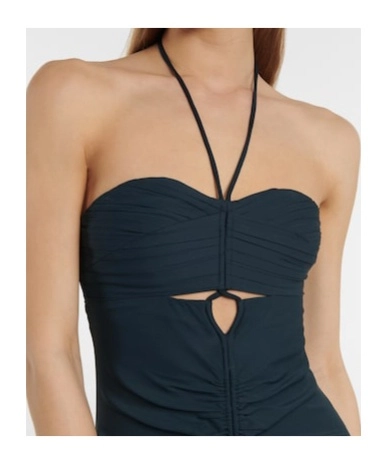 SELF-PORTRAIT Cutout Ruched Halterneck Maxi Dress