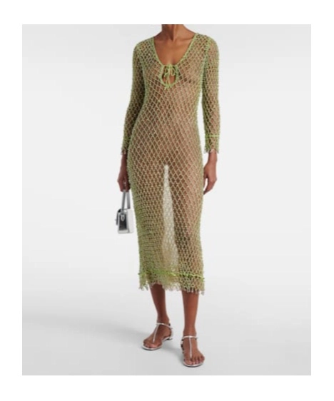 SELF-PORTRAIT Beaded Fishnet Maxi Dress