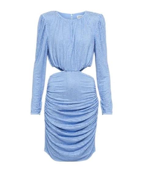 SELF-PORTRAIT Embellished Cutout Jersey Minidress - Blue