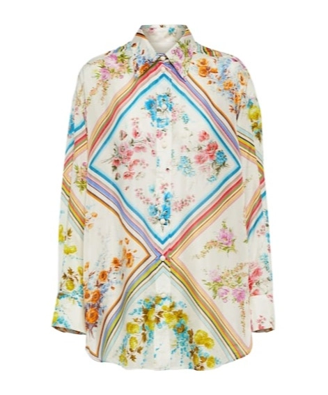 Zimmermann Floral Silk Blouse - White