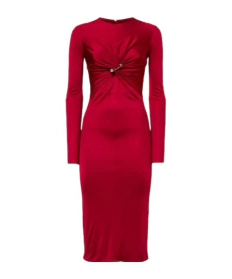 Versace Safety Pin Gathered Jersey Midi Dress