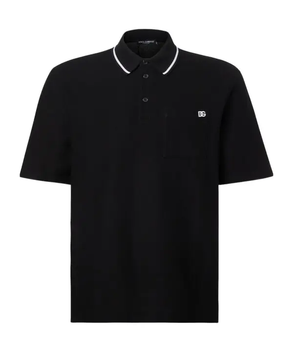 Dolce & Gabbana Dg Embroidered Cotton Polo Shirt