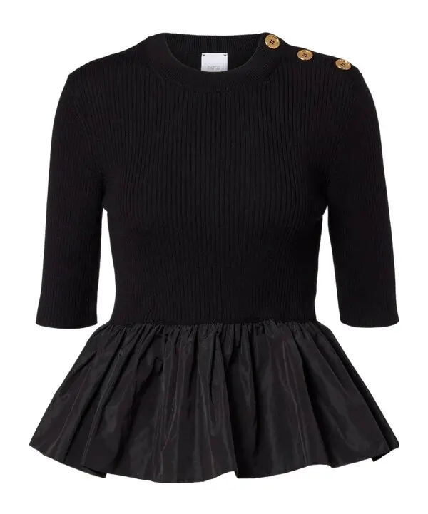 PATOU Ribbed-knit Ruffled Sweater