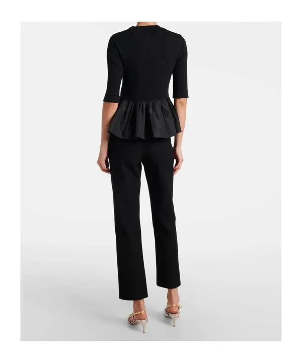 PATOU Ribbed-knit Ruffled Sweater