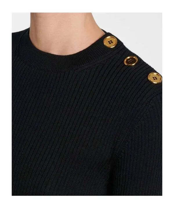 PATOU Ribbed-knit Ruffled Sweater
