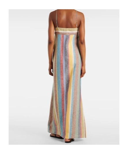 Staud Laura Striped Linen Maxi Dress