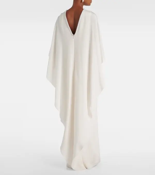 Max Mara Poker Cape-detail Silk Gown