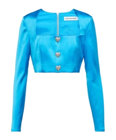 SELF-PORTRAIT Crystal-embellished Satin Crop Top