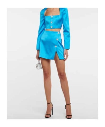 SELF-PORTRAIT Crystal-embellished Satin Crop Top
