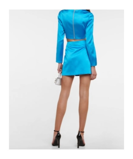 SELF-PORTRAIT Crystal-embellished Satin Crop Top