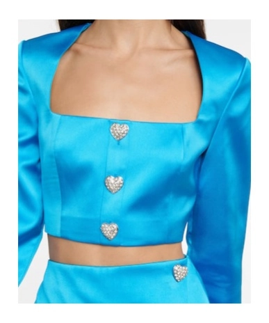 SELF-PORTRAIT Crystal-embellished Satin Crop Top