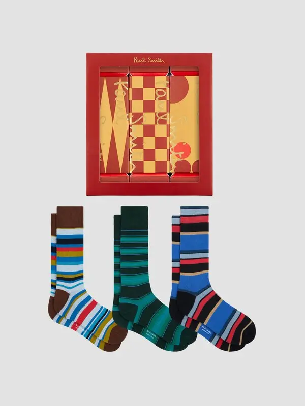 Paul Smith 3-pack Striped Cotton-blend Crew Socks