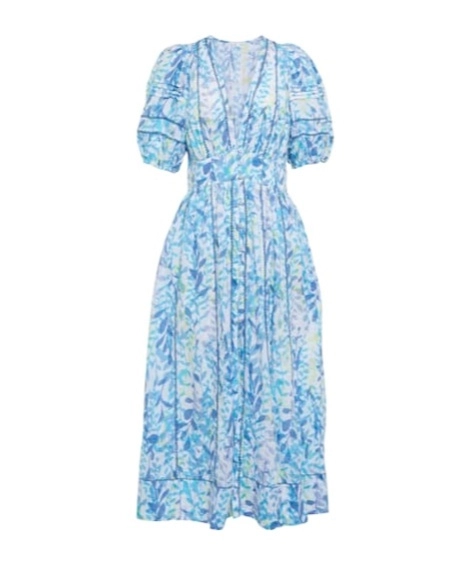 Poupette St Barth Reine Floral Cotton Midi Dress - Blue