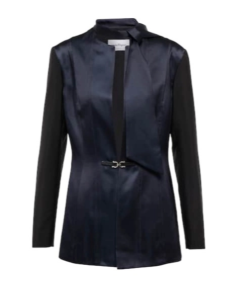 FERRAGAMO Tie-neck Satin Blazer - Black