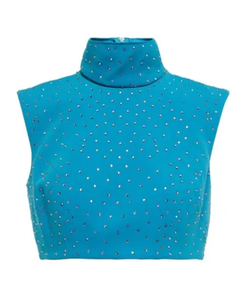 Alex Perry Henley Embellished Crêpe Crop Top