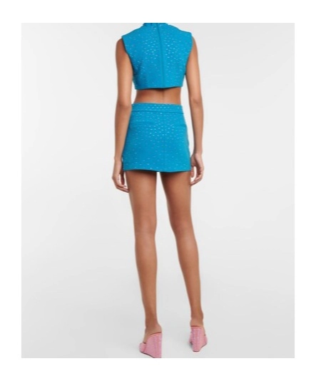 Alex Perry Henley Embellished Crêpe Crop Top