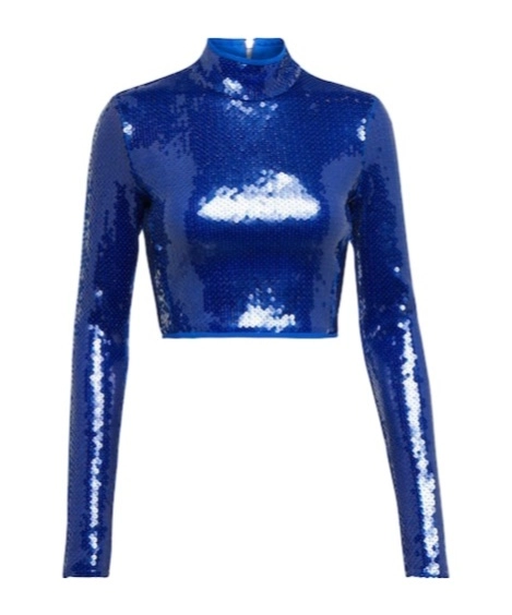 David Koma Sequined Mockneck Crop Top