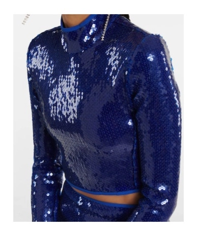 David Koma Sequined Mockneck Crop Top