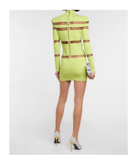 Balmain Turtleneck Mesh-paneled Minidress