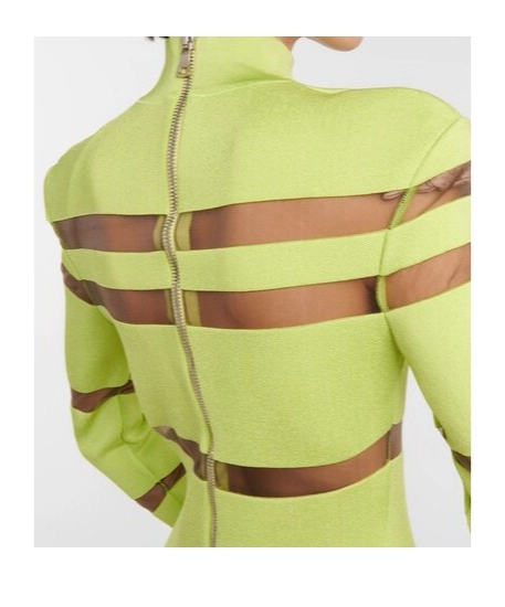 Balmain Turtleneck Mesh-paneled Minidress