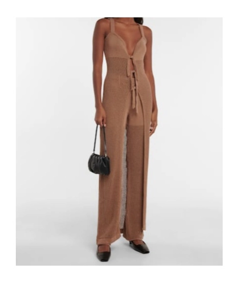 Nanushka High-waisted Wide-leg Crocheted Pants