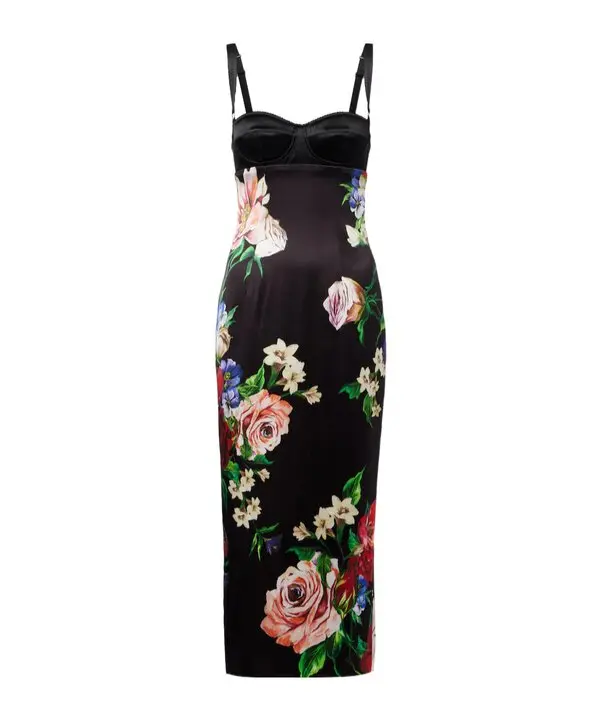 Dolce & Gabbana Floral Midi Dress - Black