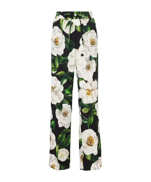 Dolce & Gabbana Floral Pattern Casual Pants - White