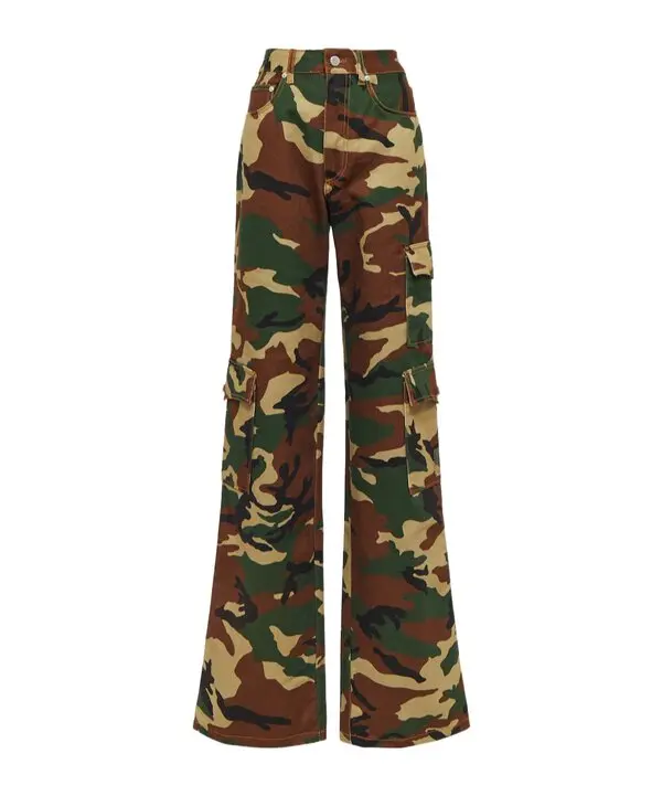 Alessandra Rich Camouflage Cotton Cargo Pants